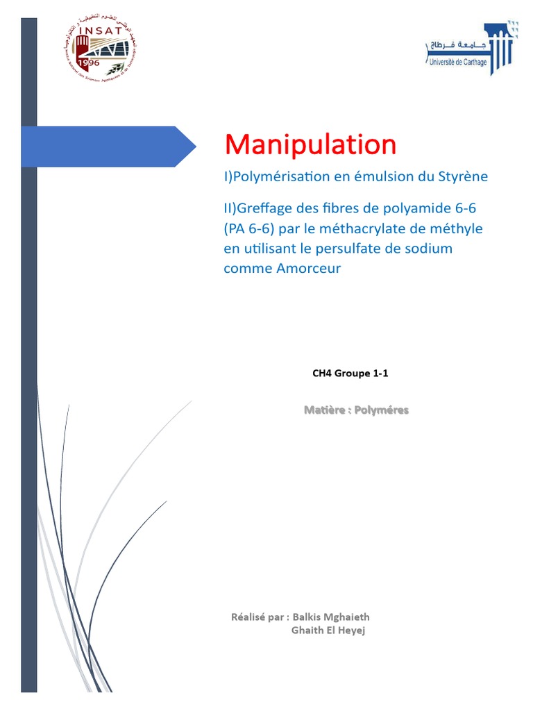 compte-rendu-TP Polyméres-Manip-1 Et 2 | PDF