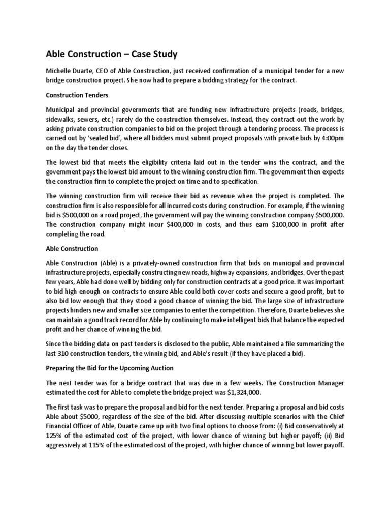 Able Construction Bidding Strategy Insights | PDF | Auction | Economies