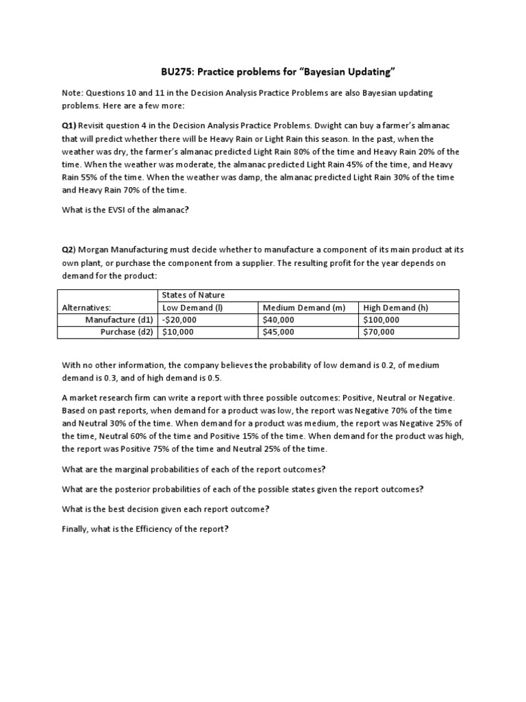 Bayesian Updating Practice Problems | PDF