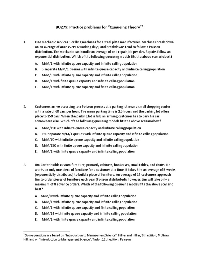 Problems Queueing | PDF