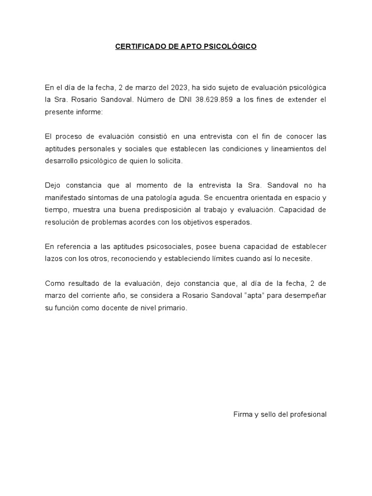 Apto Psicologico | PDF