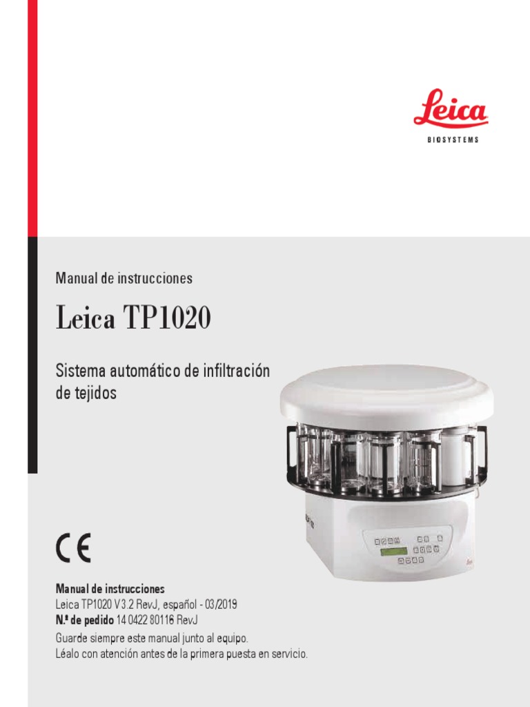 Leica - Procesador de Tejidos TP1020 - Manual de Ususario - Es | PDF | Laboratorios | Solvente