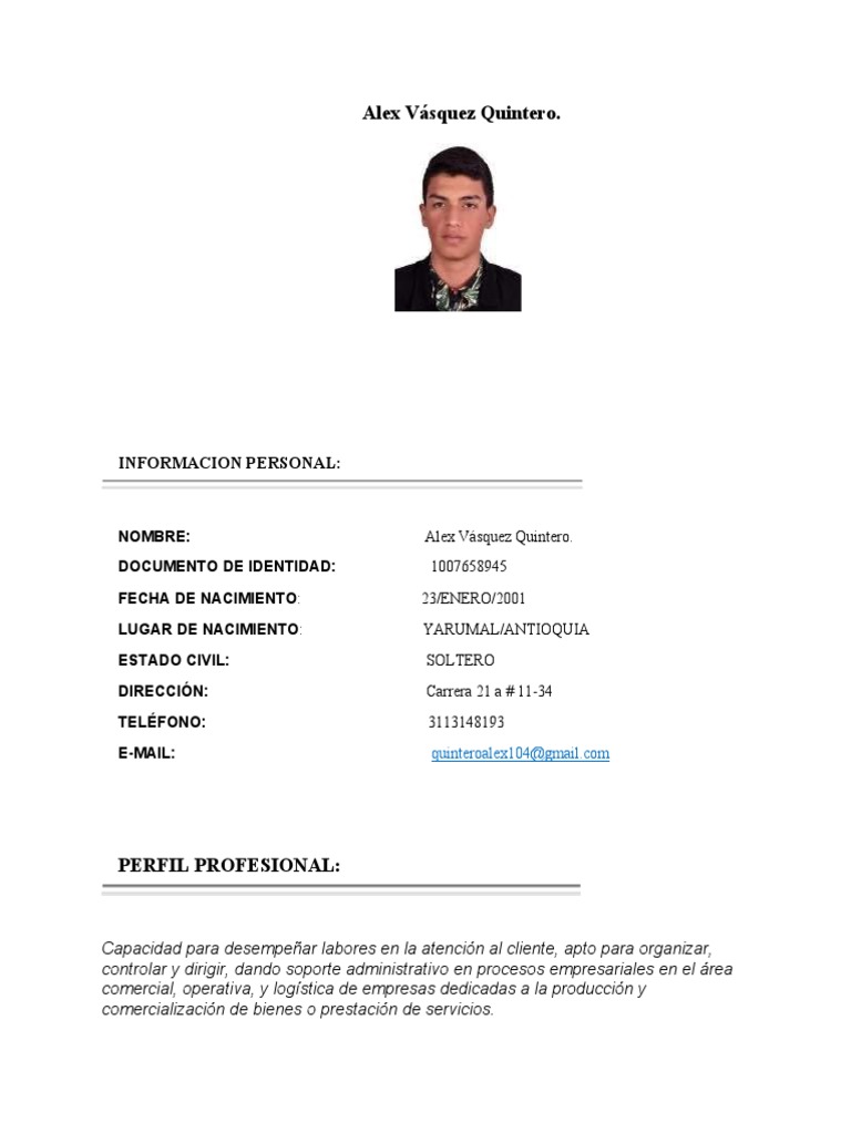 Hoja de Vida Alex | PDF