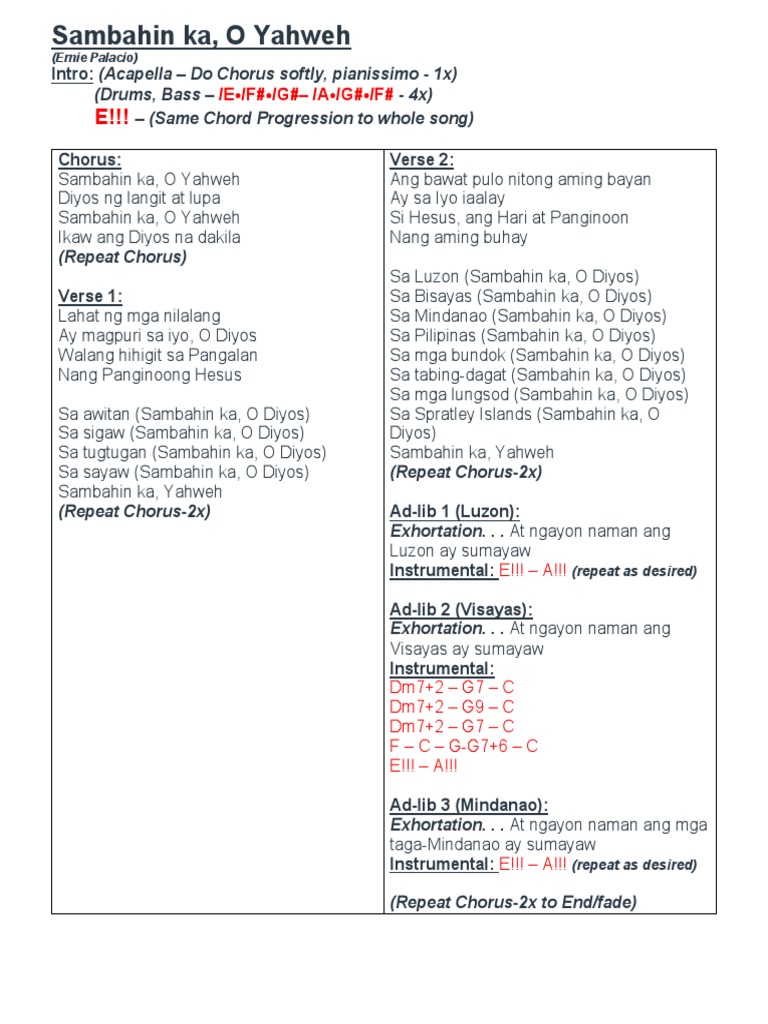 Sambahin Ka, O Yahweh Lyrics & Chords | PDF