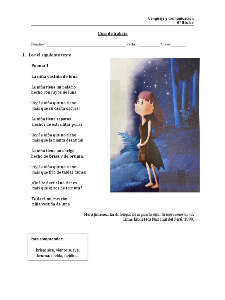 Guía Poemas para Clase Comprensión | PDF | Poesía