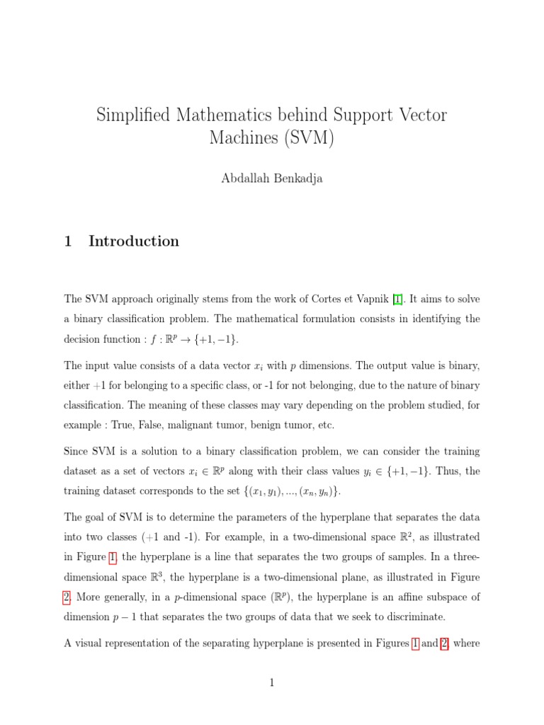 Maths of SVM | PDF