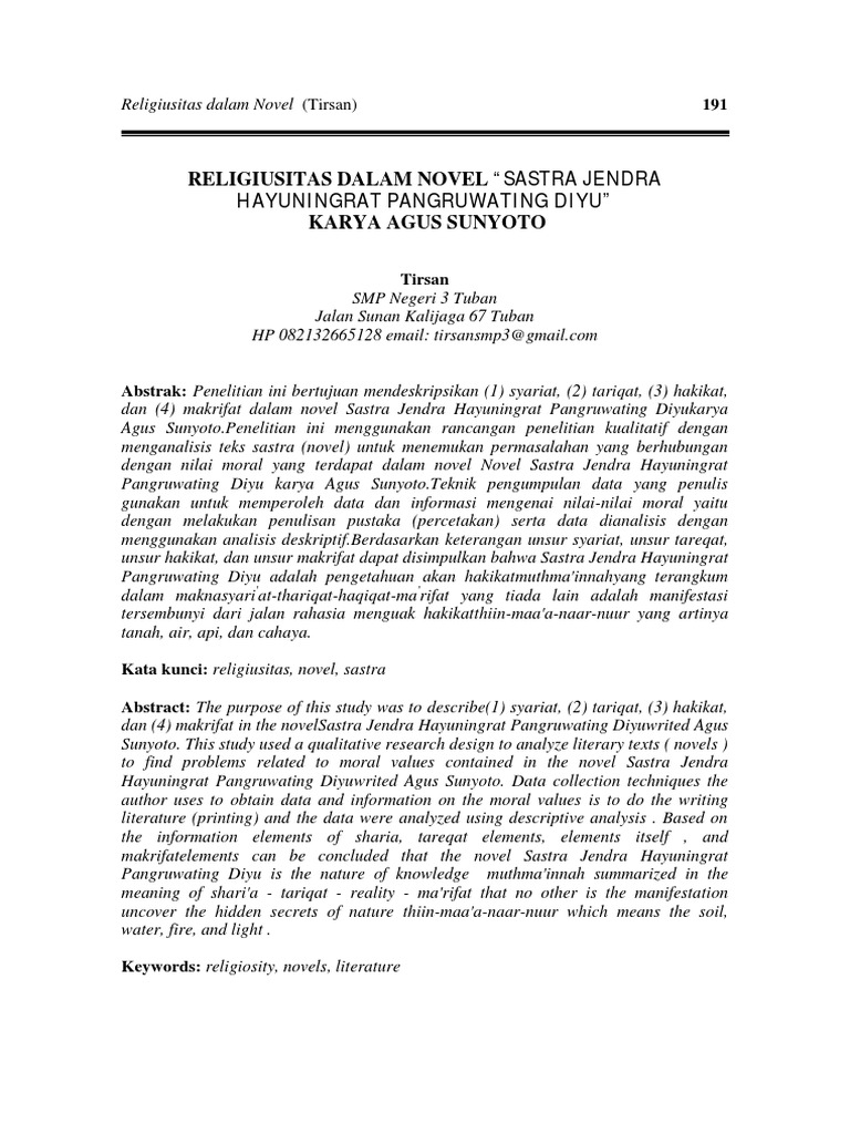 Adoc - Pub - Religiusitas Dalam Novel Sastra Jendra Hayuningrat | PDF | Agama & Spiritualitas