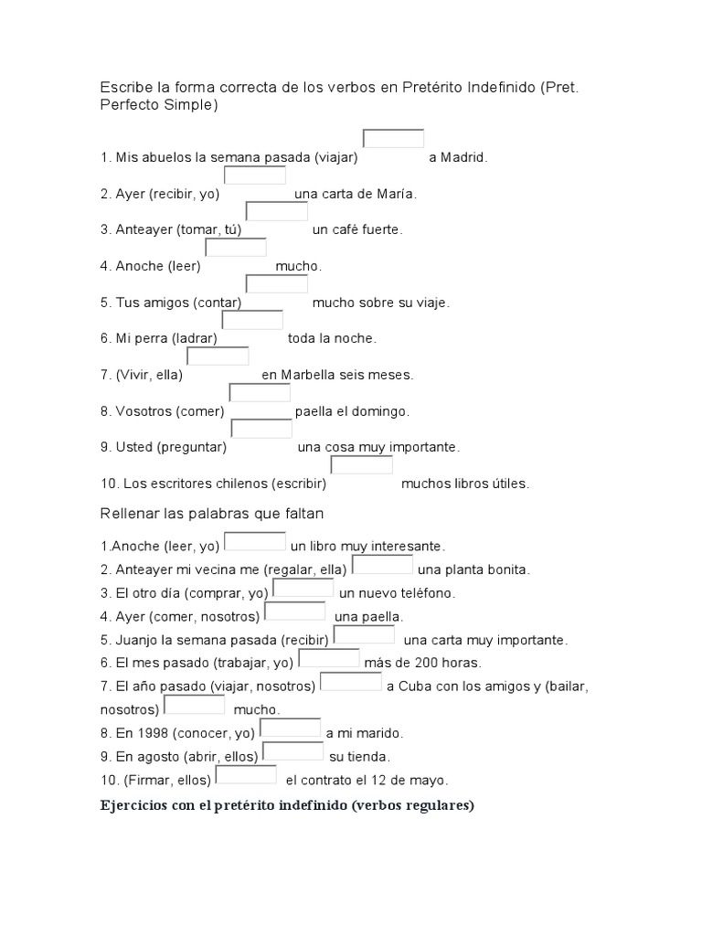 Pretéritos Espanhol | PDF