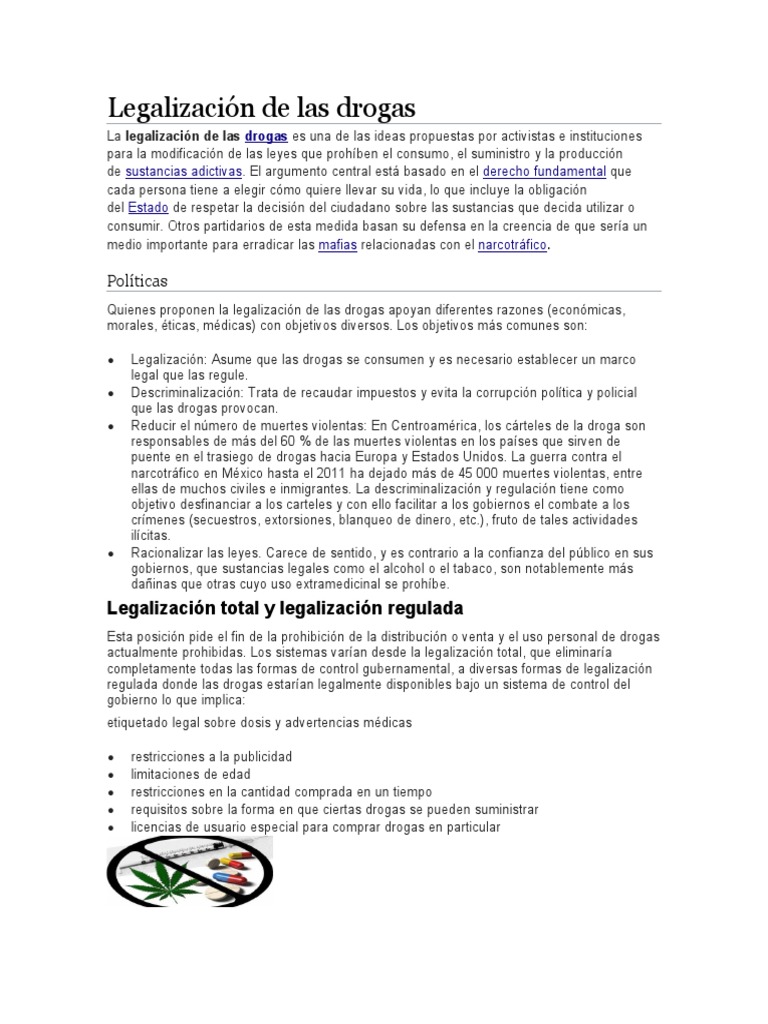 Legalización De Las Drogas Pdf Comercio Ilegal De Drogas