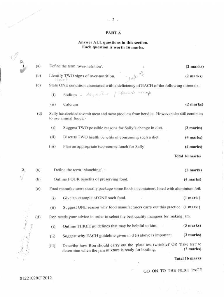 FNH Past Paper 2012 | PDF