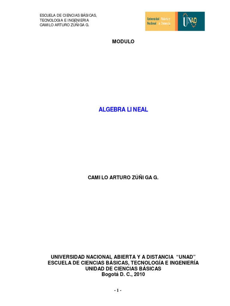 Modulo Algebra Lineal | PDF | Determinante | Espacio vectorial Modulo Algebra Lineal | PDF | Determinante | Espacio vectorial