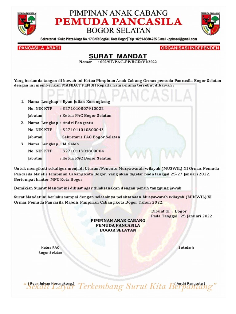 Surat MANDAT 02 | PDF