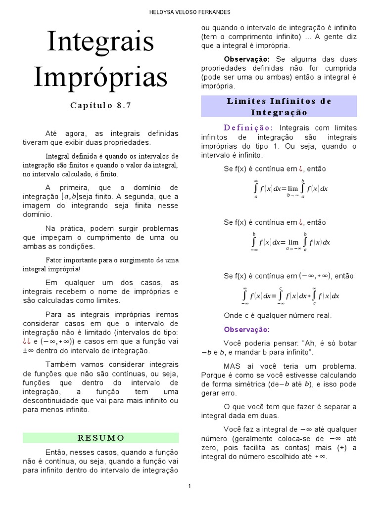 Integrais Impróprias | PDF