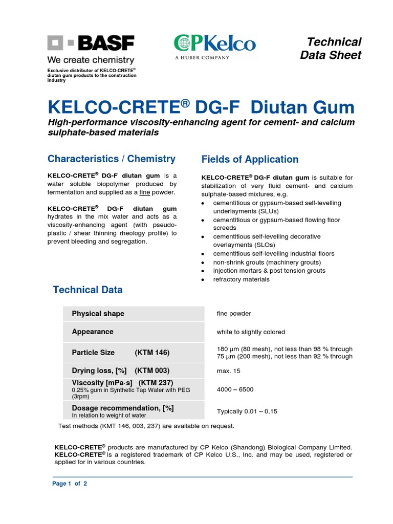 Kelco Crete DF-G - Ficha Técnica | PDF | Cement | Rheology