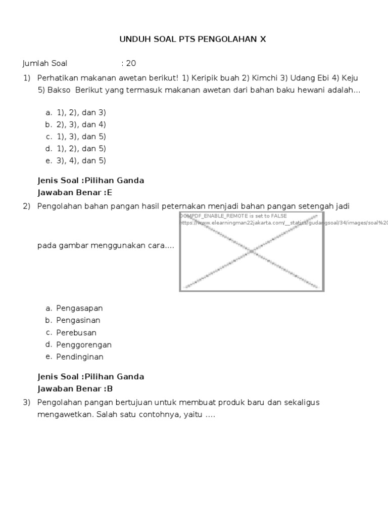 Lembar Soal PTS PENGOLAHAN X | PDF