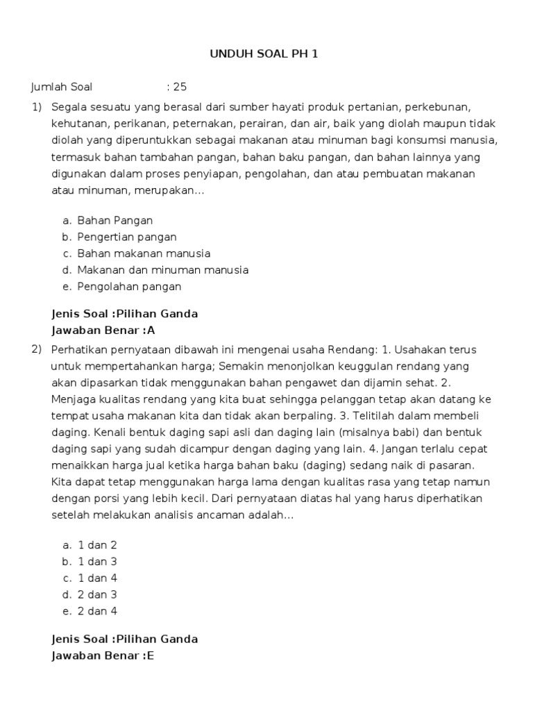 Lembar Soal PH 1 | PDF