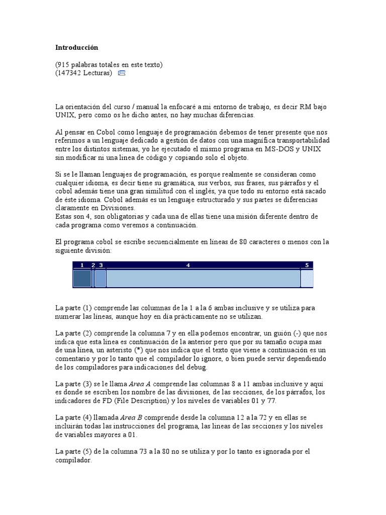 Cobol | PDF | Archivo de computadora | Lenguaje de programación