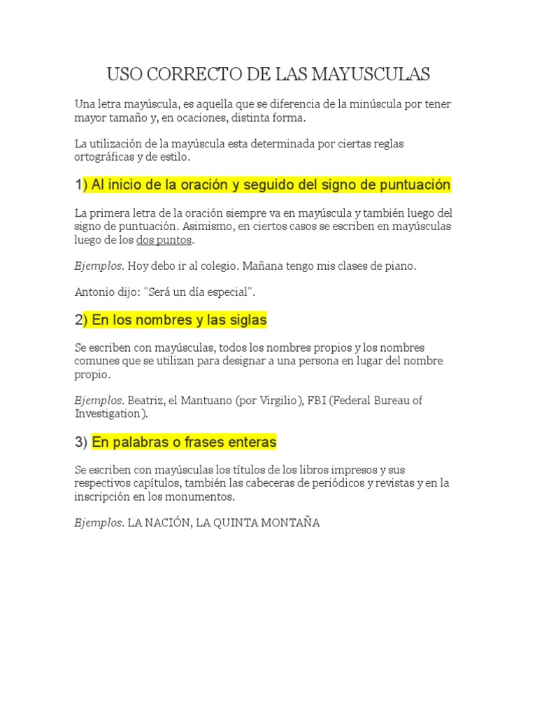 Uso Correcto de Las Mayusculas | PDF