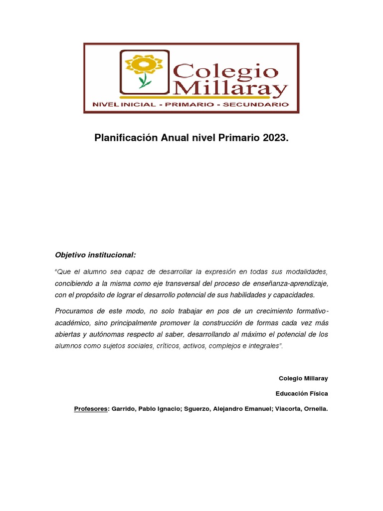 Planificación Anual Nivel Primario 2023 | PDF | Educación primaria | Evaluación