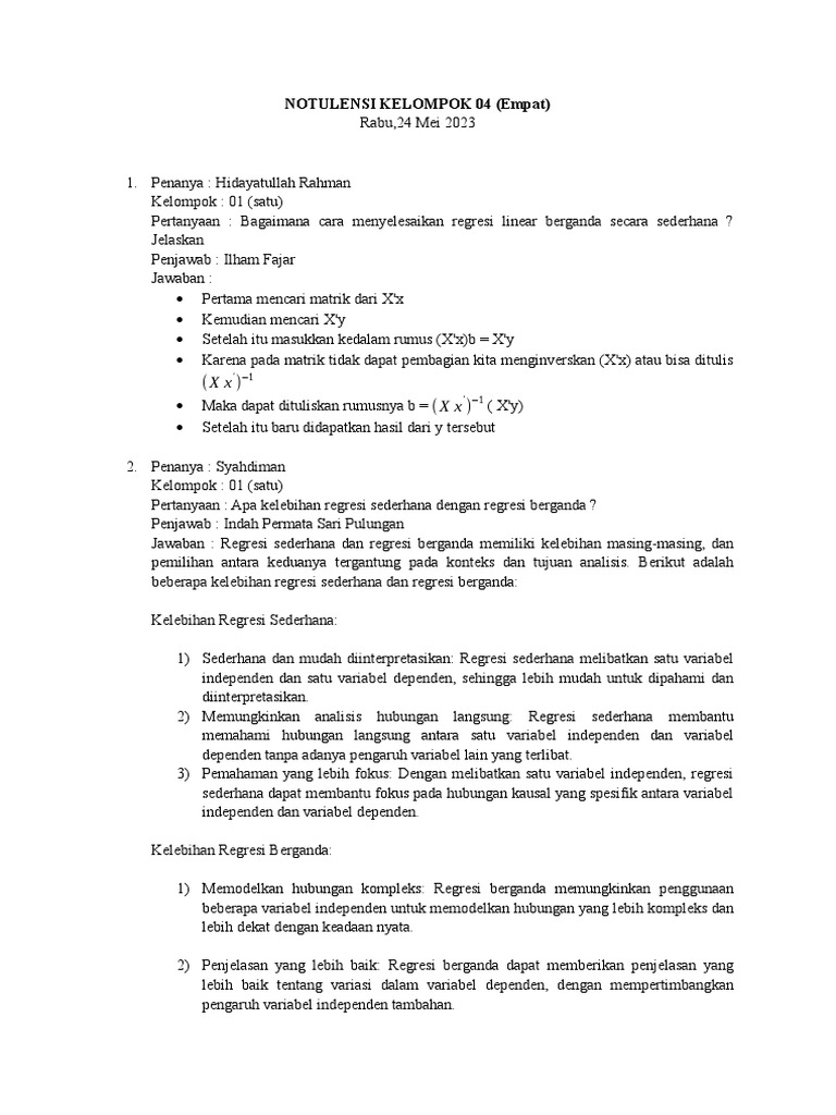 Notulensi Kelompok 04-Tugas 12 | PDF