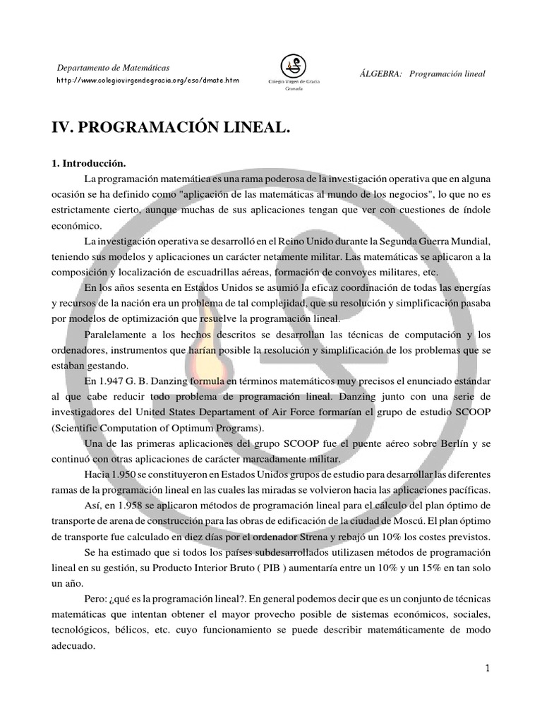 Matematicas B Programacion Lineal | PDF | Programación lineal | Matemáticas