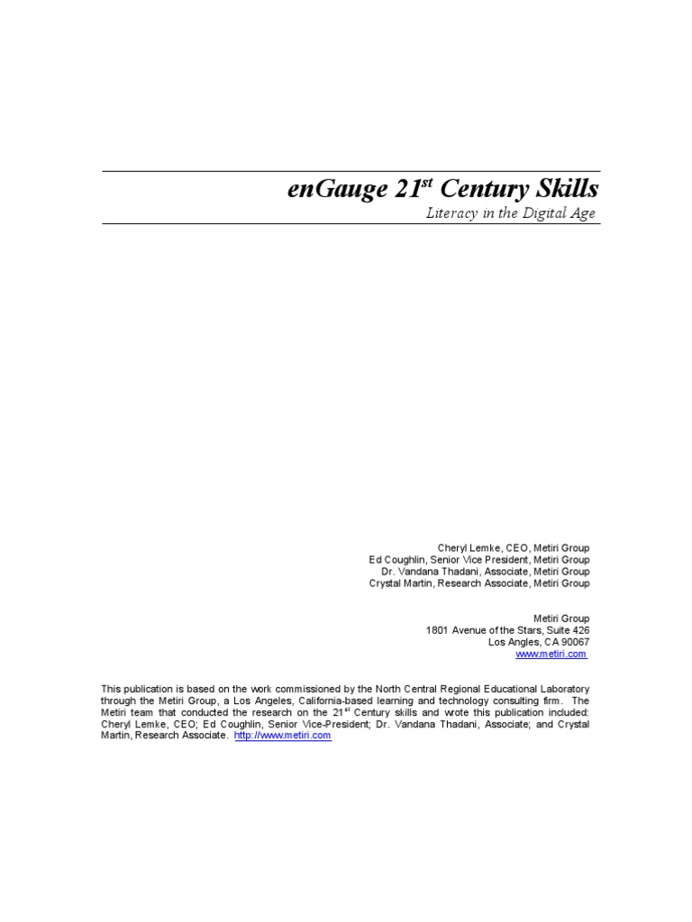 21 Century Skills Final | PDF | Literacy | Science