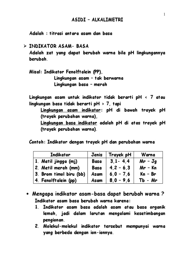 01 Asidi Alkalimetri | PDF