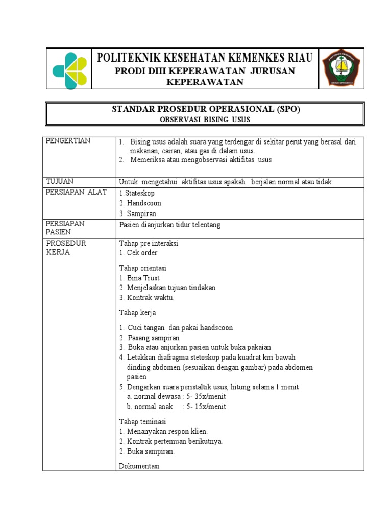 Prosedur Observasi Bising Usus | PDF