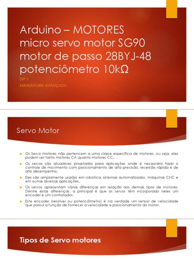 Aula 4 Arduino Servo Motor E Motor De Passo E Potenciômetro Pdf Motores Bens Manufaturados 