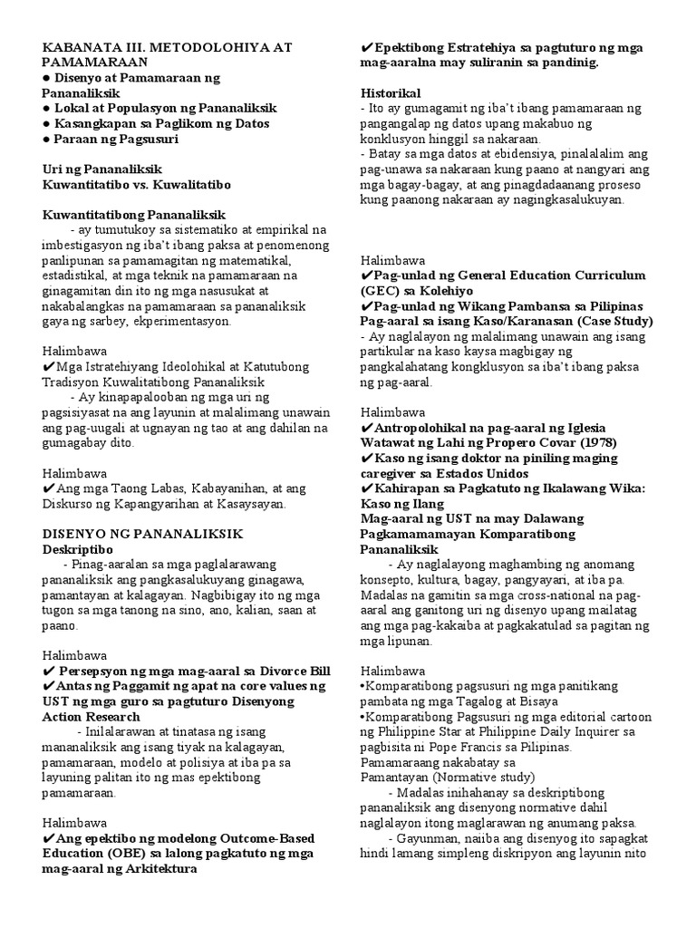 Kabanata Iii & Iv - Rebyuwer | PDF