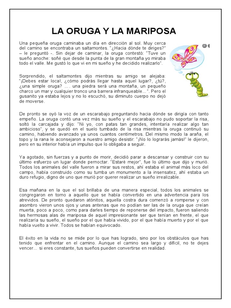 Texto LA ORUGA Y LA MARIPOSA | PDF