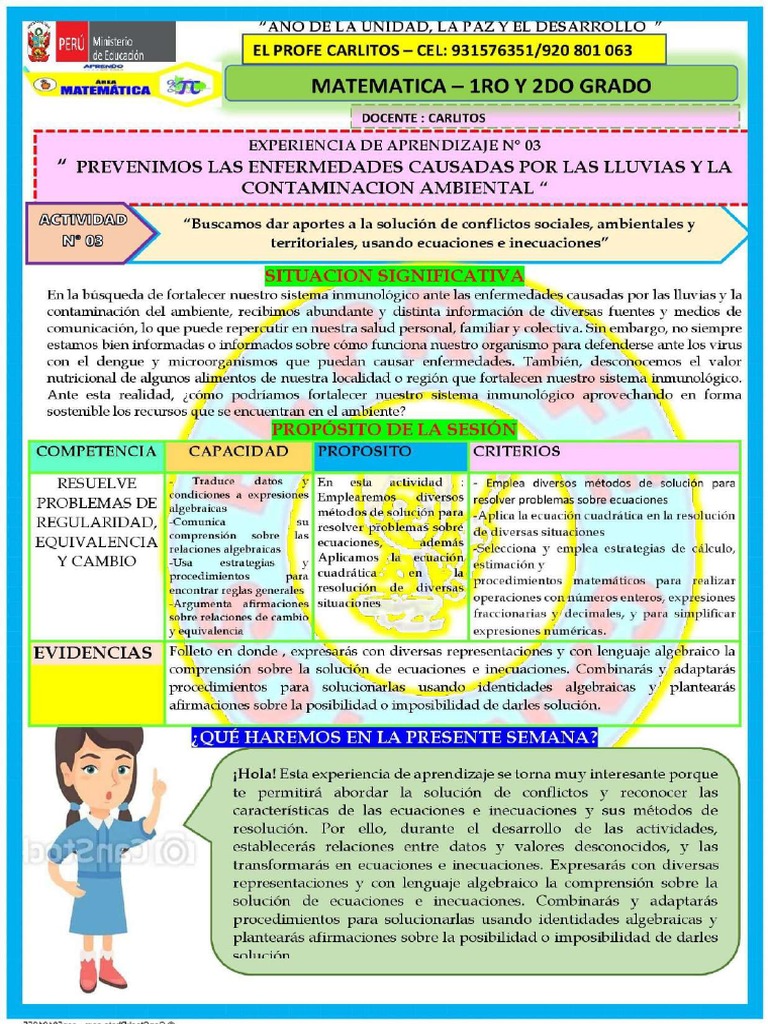 Experiencia de Aprendizaje 03 - Matematica - Actividad 03 - 1ro y 2do - 00001 | PDF