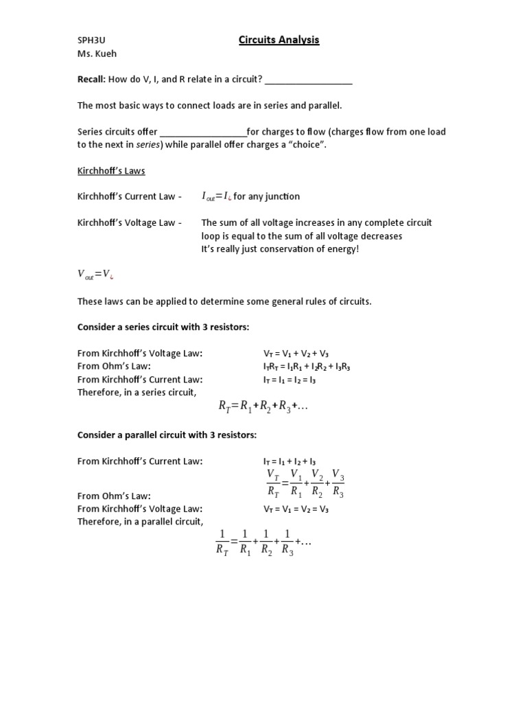 Lesson 3 Circuits Analysis | PDF | Series And Parallel Circuits ...