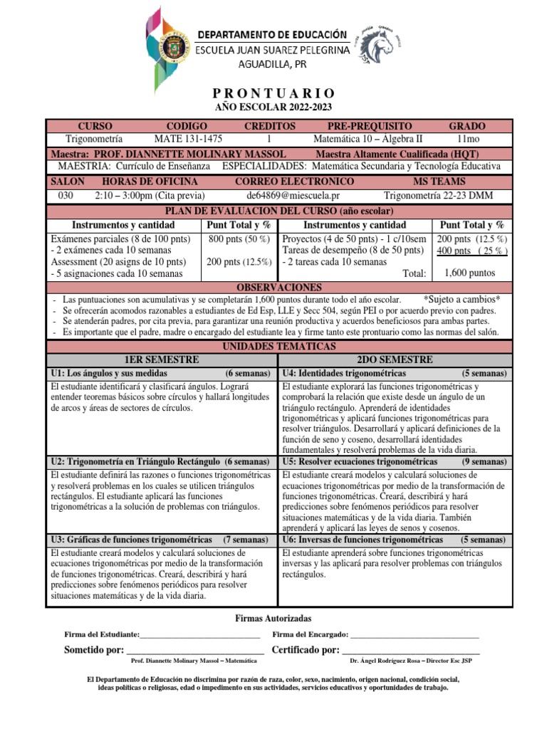 Prontuario Trigon 22-23 DMM | PDF | Funciones trigonométricas | Triángulo