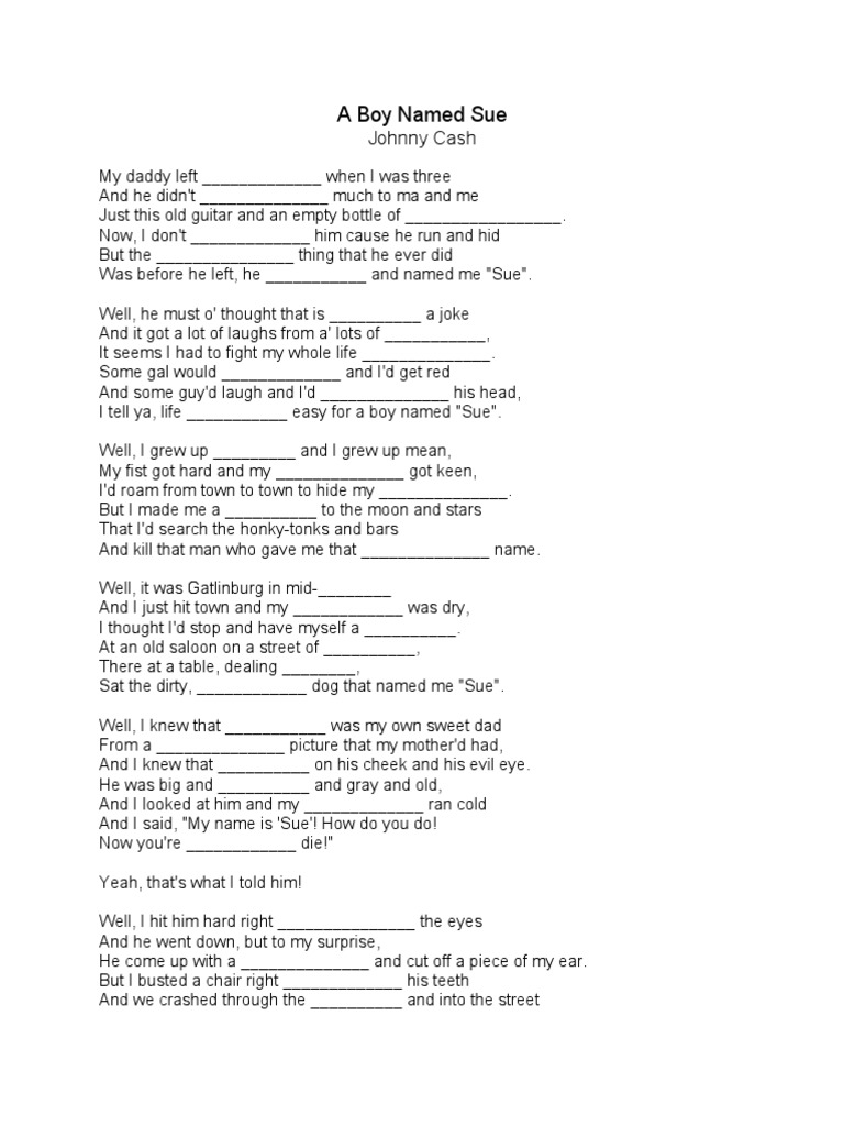 Boy Named Sue Practice | PDF