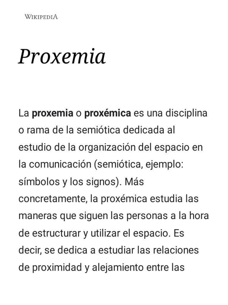 Proxemia - Wikipedia, La Enciclopedia Libre | PDF | Conceptos ...
