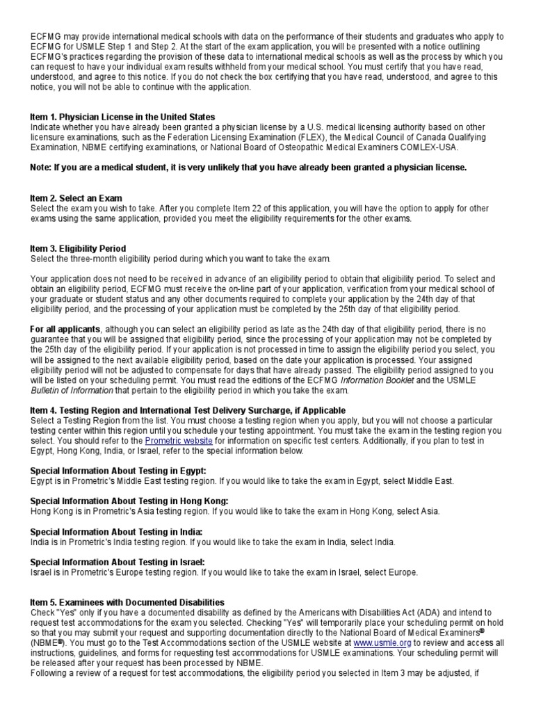 ECFMG Exam Registration | PDF