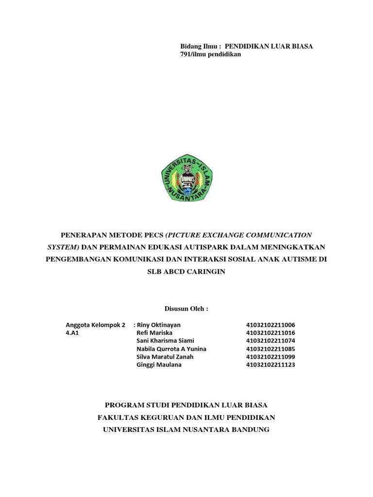 Penerapan Metode PECS untuk Anak Autis | PDF
