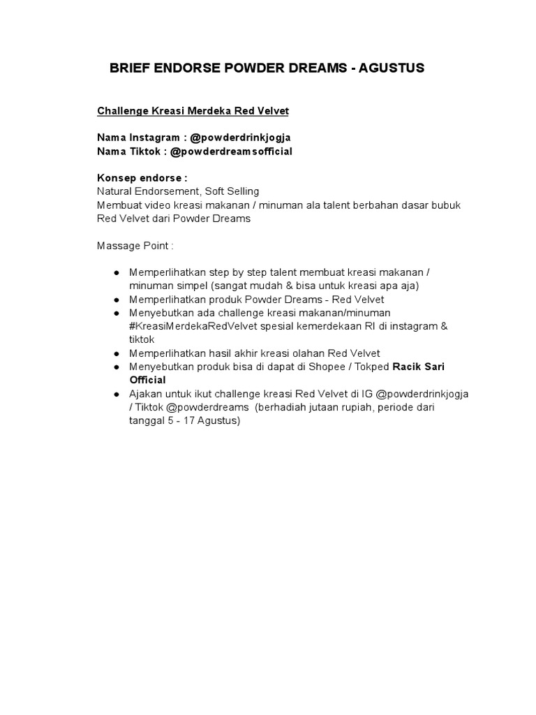 Brief Endorse Pd - Agustus | PDF