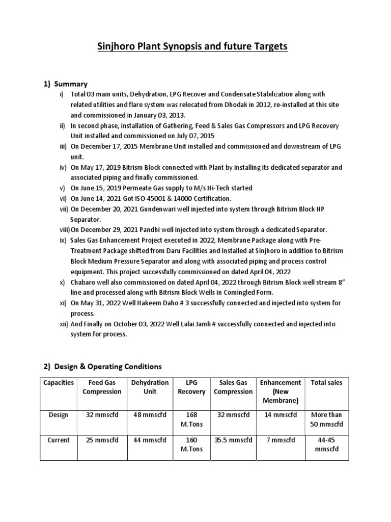 Sinjhoro Plant Overview | Download Free PDF | Natural Gas | Energy ...