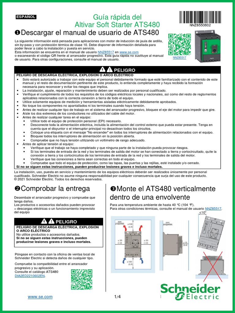 Guía Rápida del Arrancador ATS480 | PDF | Ingenieria Eléctrica ...