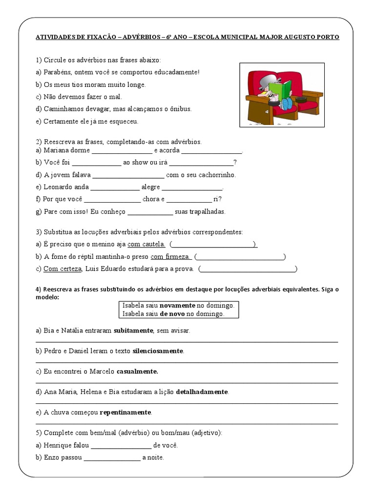 Exercícios de Advérbios | PDF | Advérbio