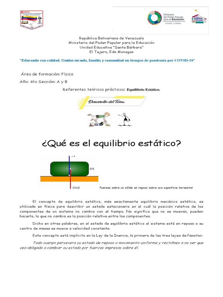 Equilibrio Estático En Física 4to Año Pdf Fuerza Las Leyes Del