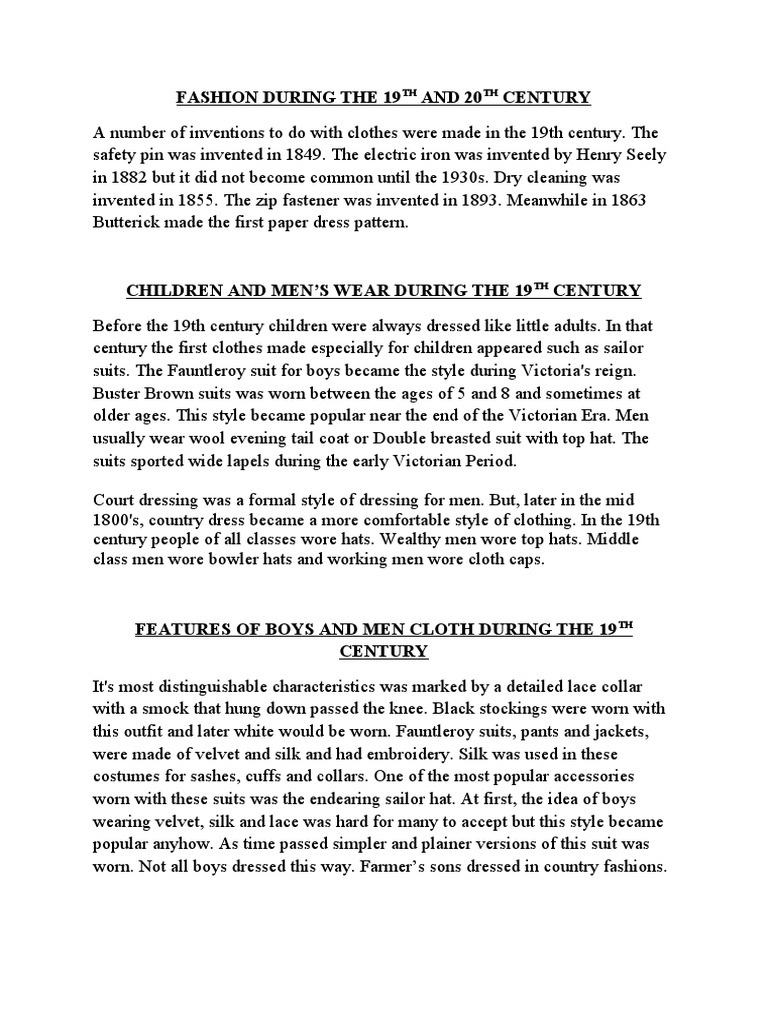 Fashion During The 19TH and 20TH Century GRP 3 | PDF | Undergarment | Dress