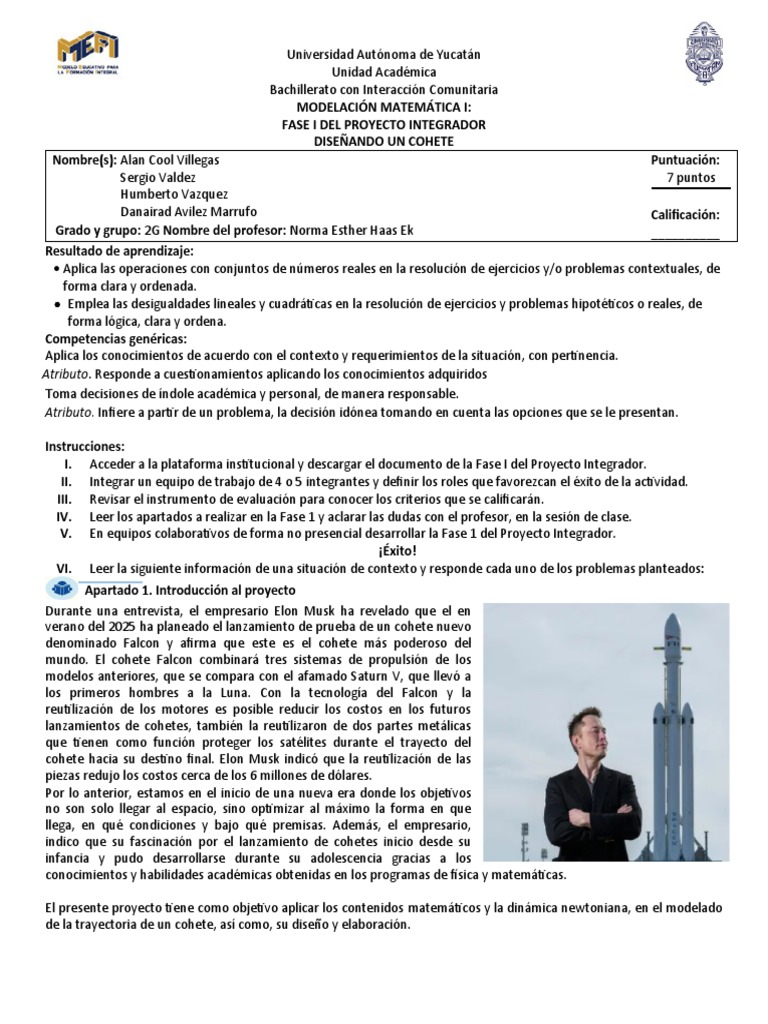 Fase 1 - Diseñando Un Cohete - Proyecto - Integrado Resuelto | PDF | Fuerza | Agua
