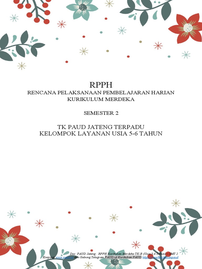 RPPH Kurikulum Merdeka TK-B Semester 2 | PDF