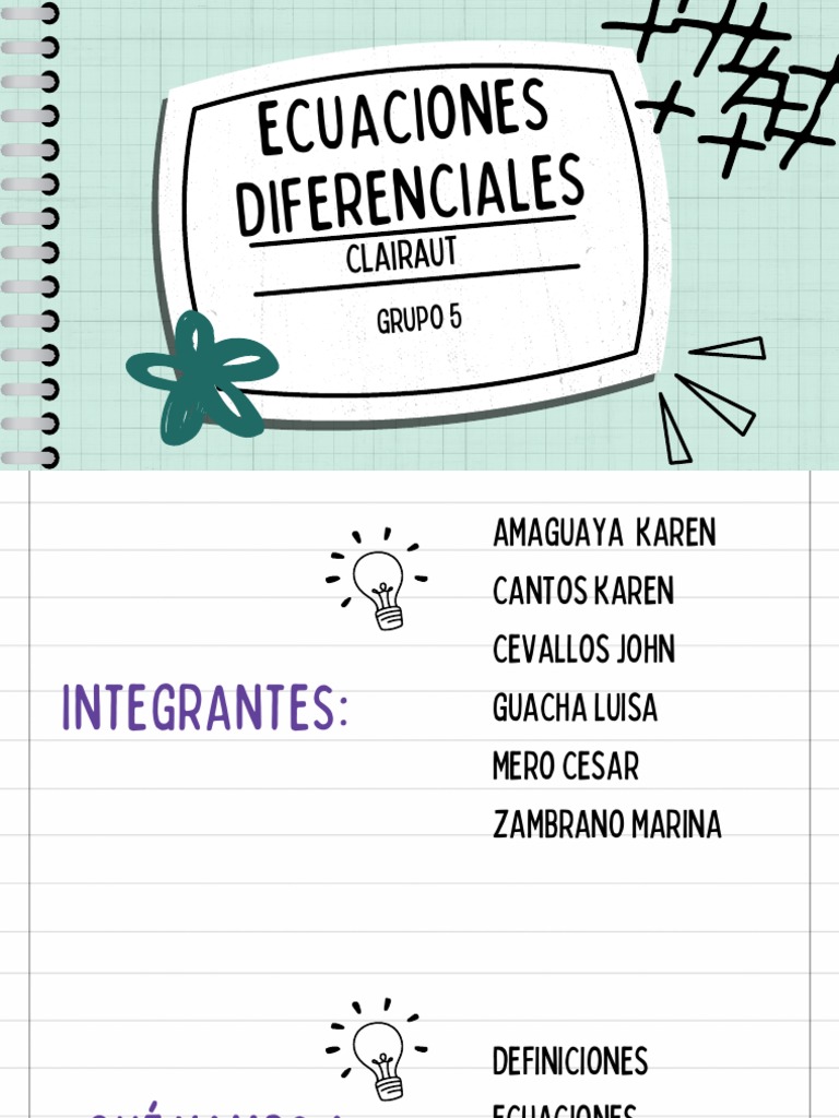 Diapositivas Clairaut | PDF | Ecuaciones | Ecuaciones diferenciales