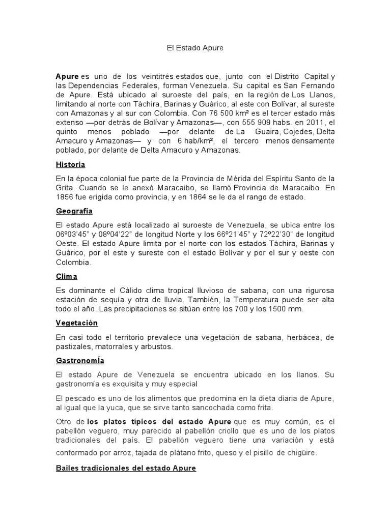 Clima y Cultura del Estado Apure | PDF