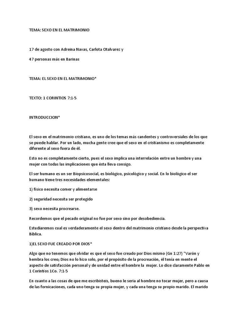 Tema El Sexo En El Matrimonio Pdf Matrimonio Mujer