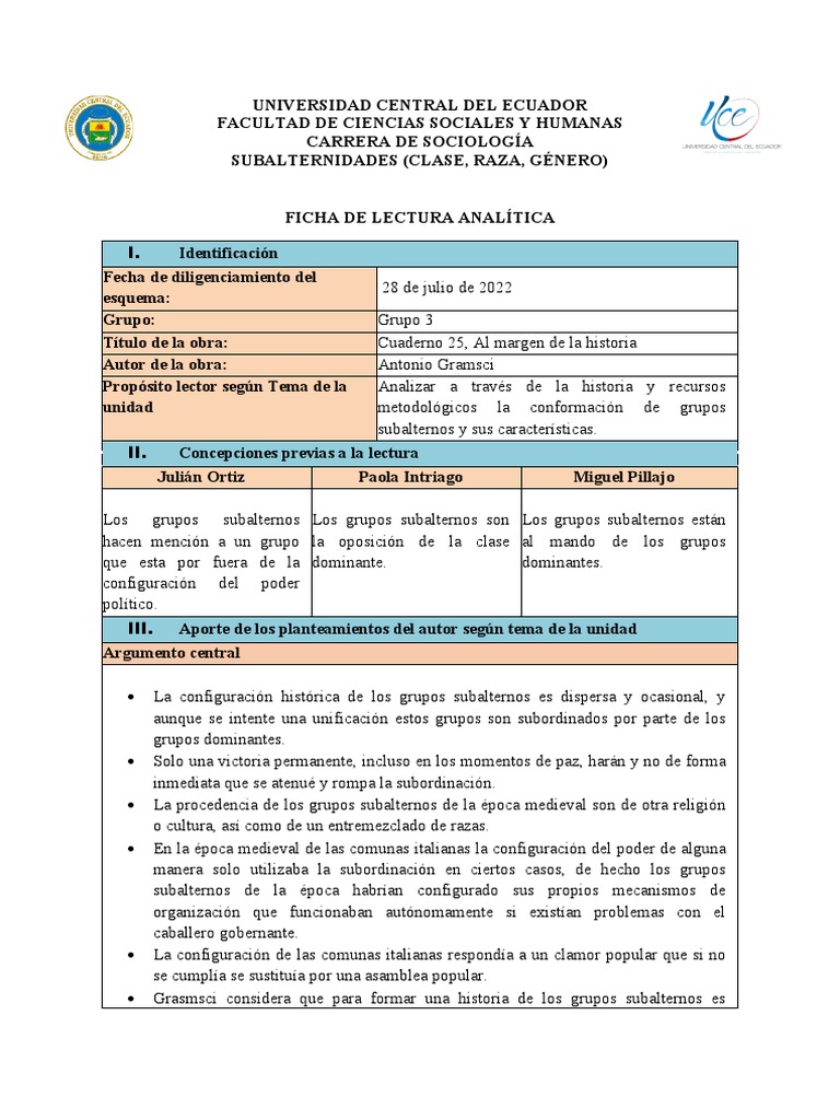 Grupo 3. Ficha 4 - Gramsci Cuaderno 25 | PDF | Antonio Gramsci